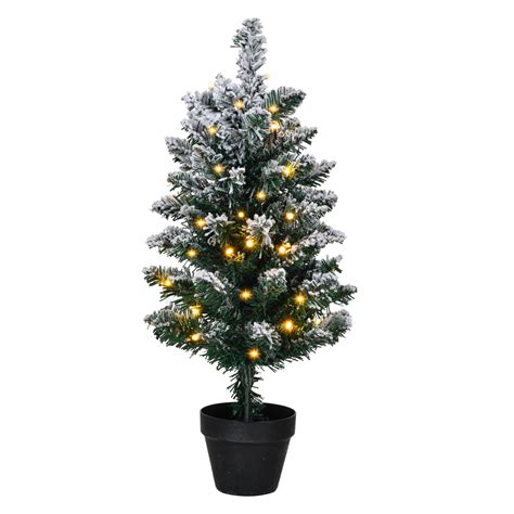 The Holiday Aisle® 2 Ft Flocked Green Small Artificial Christmas Tree With 30 Led Lights