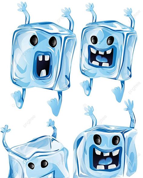 Cartoon Ice Cubes Panic Scared Afraid Vector Panic Scared Afraid Png