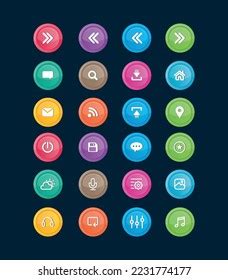 Rounded Glossy Button Icon Set Stock Vector Royalty Free Shutterstock