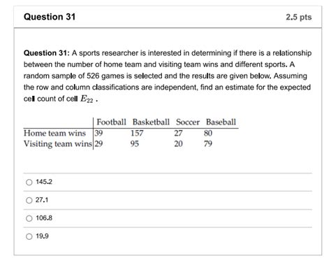 solved question 30 2 5 pts question 30 for the data below