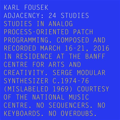 Adjacency 24 Studies By Karl Fousek Album Reviews Ratings Credits