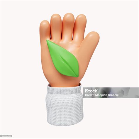 3d 손으로 열린 손바닥이 새싹을 잡습니다 보존과 성장의 생태학의 개념 아이콘은 흰색 배경에 분리되어 있습니다 3d 렌더링 그림입니다 클리핑 패스 3차원 형태에 대한 스톡