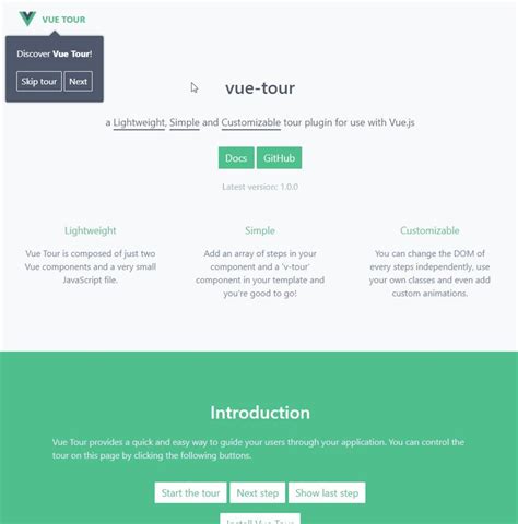 Vue Tour一款非常好用的新手引导插件 Duidaima 堆代码