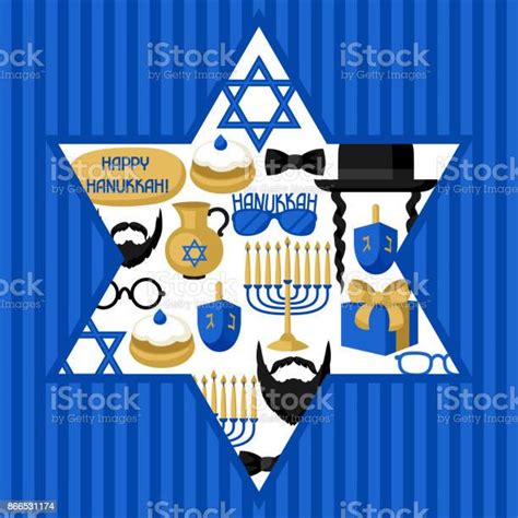 해피 하누카 카드 사진 부스 스티커와 함께입니다 축제와 파티를 위한 부속품 12월에 대한 스톡 벡터 아트 및 기타 이미지 12월 1위 공휴일 Istock