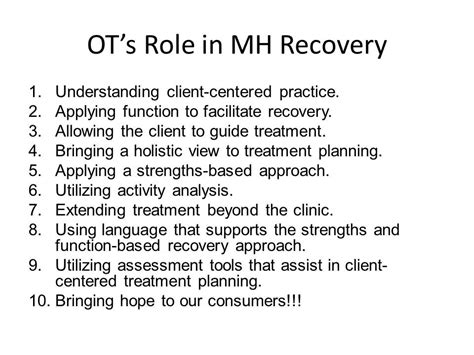 Using The Ot Practice Framework In Recovery Based Mental Health