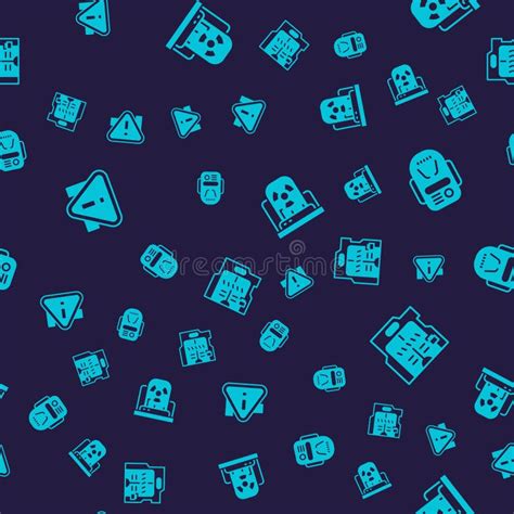 Set Exclamation Mark In Triangle Artificial Intelligence Robot Radioactive Warning Lamp And