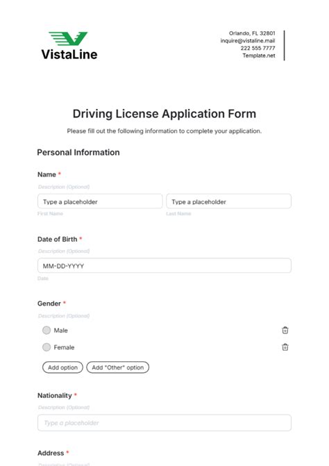 Free Driving License Application Form Template To Edit Online