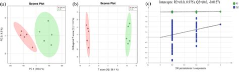 Metabolomics Of Pca Analysis A Opls Da Analysis B And Permutation