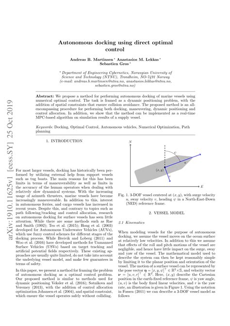 Pdf Autonomous Docking Using Direct Optimal Control