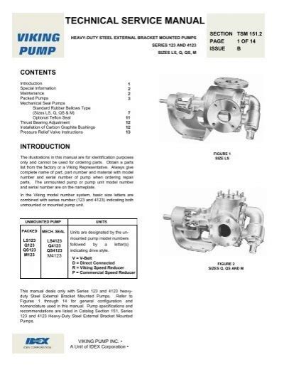 Viking Pump Technical Service Manual 151 2 For Vikiing Heavy Duty