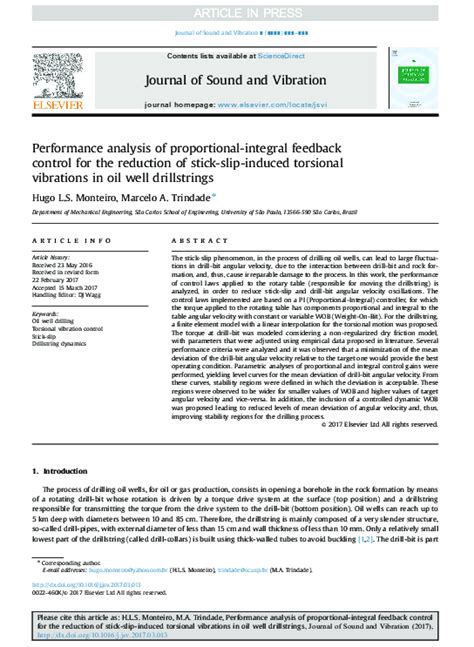 Pdf Performance Analysis Of Proportional Integral Feedback Control