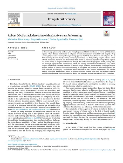 pdf robust ddos attack detection with adaptive transfer learning