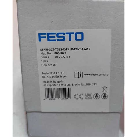 Sfaw Sensitive Water Flow Rate Sensor Festos Sfaw 32t Tg12 E Pnlk Pnvba M12 8036872 Sensor De