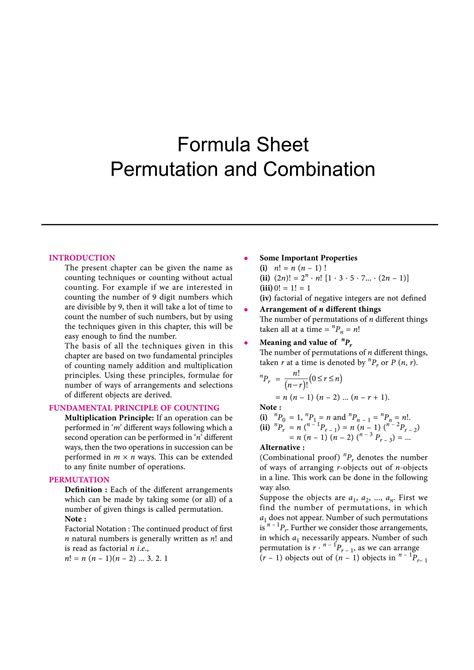 Solution Formula Sheet Permutation And Combination 1651309975376