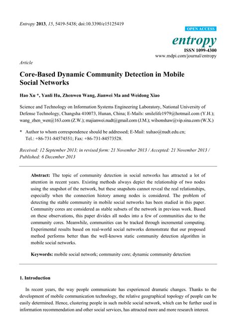 Pdf Core Based Dynamic Community Detection In Mobile Social Networks