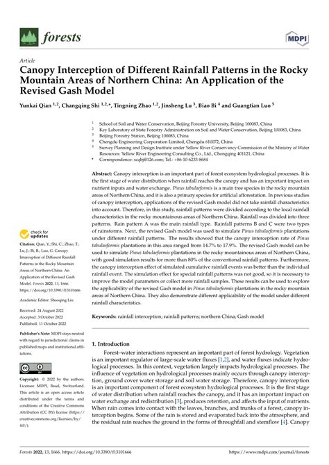 pdf canopy interception of different rainfall patterns in the rocky