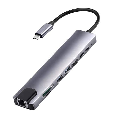 Adaptor Usb C Hub 8 In 1 Morfansi Hdmi 4k Ethernet Adaptor Multiport Pentru Laptop Windows