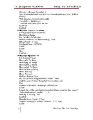 Lập Trình VBA For Excel Tại Biên Hòa PDF Programming Languages Computing