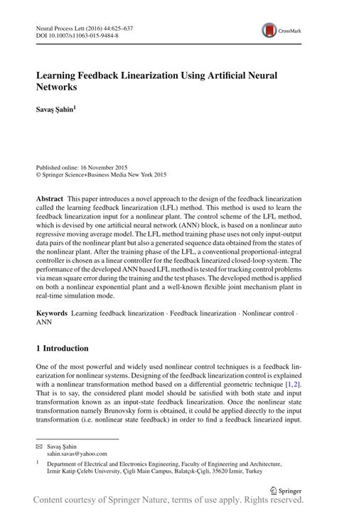 learning feedback linearization using artificial neural networks