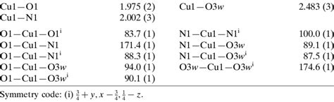 Selected Geometric Parameters A Ê Download Table
