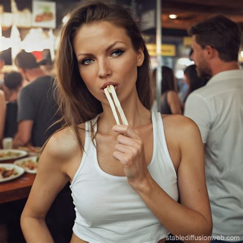 Woman Enjoying Kebab At Club Stable Diffusion Online
