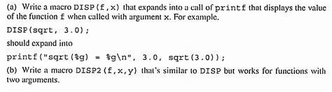 Solved A Write A Macro DISP F X That Expands Into A Call Chegg