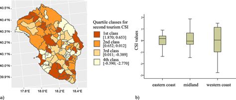 second tourism csi a map of the spatial distribution of csi values