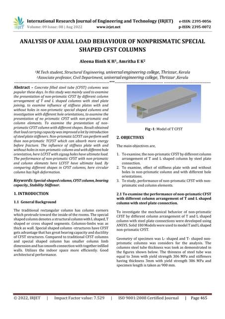 Analysis Of Axial Load Behaviour Of Nonprismatic Special Shaped Cfst Columns Pdf