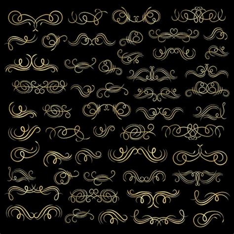 premium vector golden color page divider and design elements set of