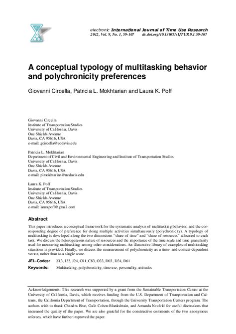 Pdf A Conceptual Typology Of Multitasking Behavior And Polychronicity