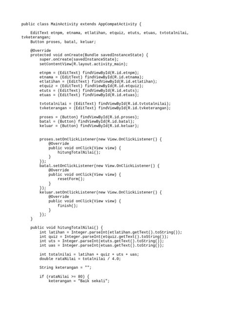 Public Class Mainactivity Extends A Pdf Software Engineering