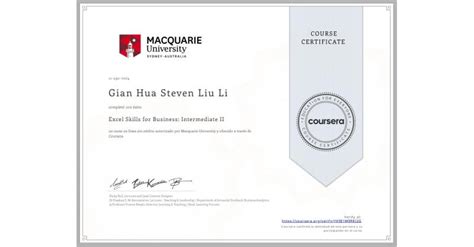 gian hua steven liu li on linkedin completion certificate for excel