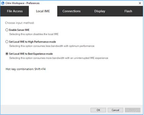 键盘 适用于 Windows 的 Citrix Workspace 应用程序