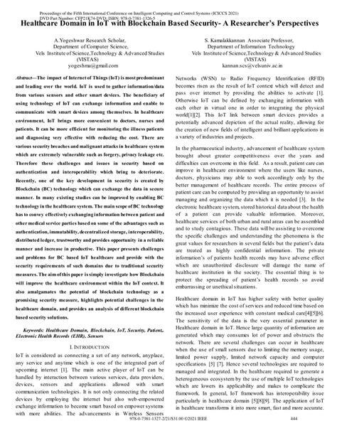 Pdf Healthcare Domain In Iot With Blockchain Based Security A Researchers Perspectives