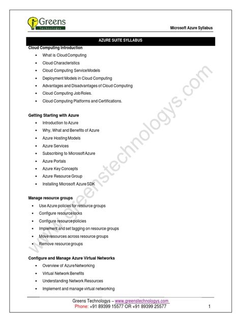 microsoft azure syllabus greenstechnologys pdf microsoft azure