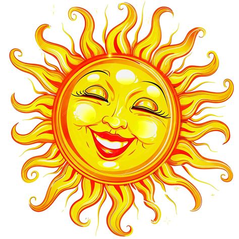 Cute Sun Sunny Cartoon Character On White Background Happy Sun With