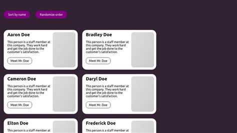 Sortable Staff List Dragdrop Card Layout