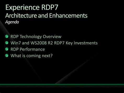 PPT Microsoft Remote Desktop Protocol RDP Architecture And Improvements PowerPoint