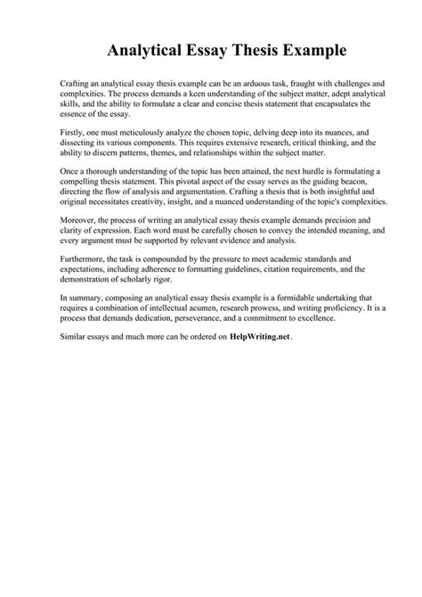 Analytical Essay Thesis Example Pdf