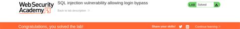 Sqli Vulnerability Allowing Login Bypassportswigger