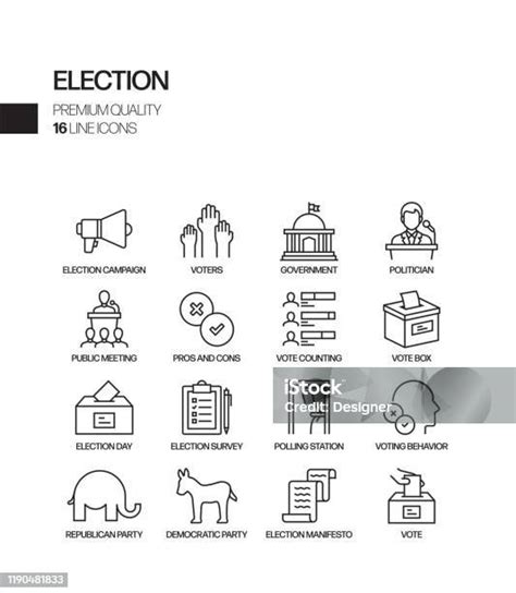 간단한 선거 관련 벡터 선 아이콘 집합입니다 윤곽선 기호 컬렉션 아이콘에 대한 스톡 벡터 아트 및 기타 이미지 아이콘 정치 흑백 Istock