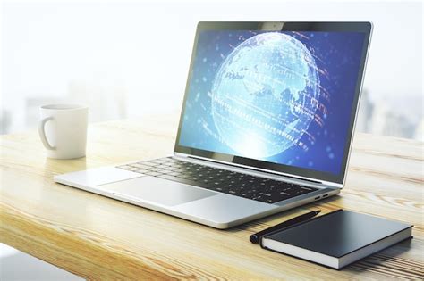 Premium Photo Abstract Creative Coding Illustration With World Map On Modern Computer Monitor