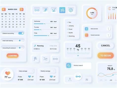 Neumorphic Fitness Elements Mobile App Ui Kit By Deck Genius On Dribbble