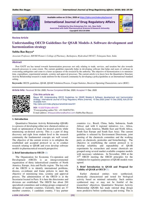 Pdf Understanding Oecd Guidelines For Qsar Models A Software