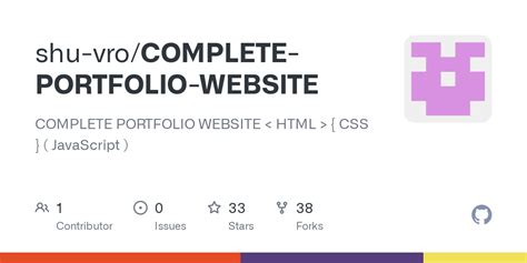 GitHub Shu Vro COMPLETE PORTFOLIO WEBSITE COMPLETE PORTFOLIO WEBSITE CSS JavaScript