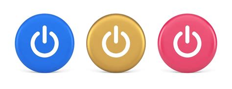 Shutdown Turn On Off Button Energy Switch Power Start Stop Web App Design 3d Realistic Circle