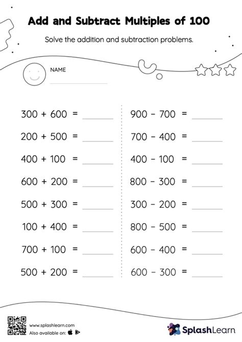 Add And Subtract Multiples Of 100 Horizontal Addition And Subtraction Worksheet