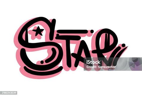 거리 예술 글자 고립 된 문구 또는 슬로건 별과 선이있는 별표 벡터 도시 낙서 문화 스프레이 비문 와 시원한 십대 벽 낙서 현대적인 다채로운 타이포그래피 거리에 대한 스톡
