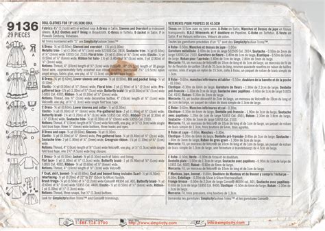 Simplicity 9136 Clothes And Accessories For 18 455 Cm Doll Uncut