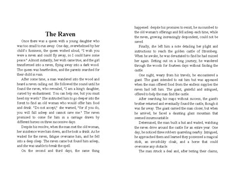 The Raven Summary Grimm The Raven Once There Was A Queen With A